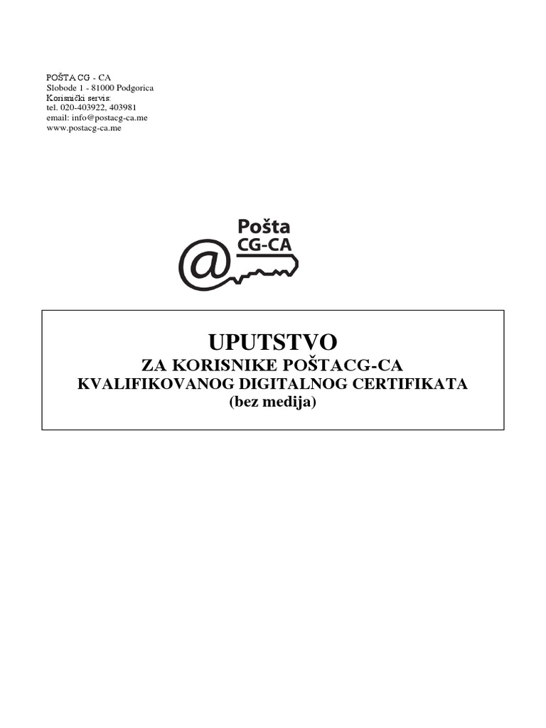 Uputst - Za Instalaciju Certifikata | PDF