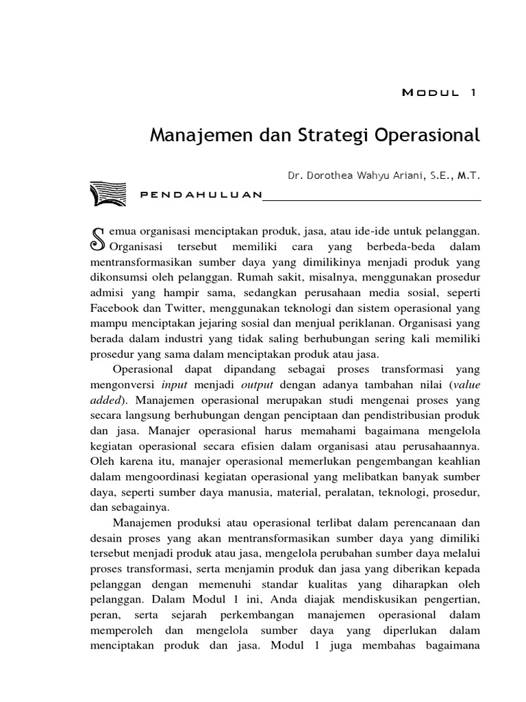 Modul Manajemen Operasi (Edisi 3) - EKMA4215 Fix | PDF | Karier & Perkembangan | Bisnis