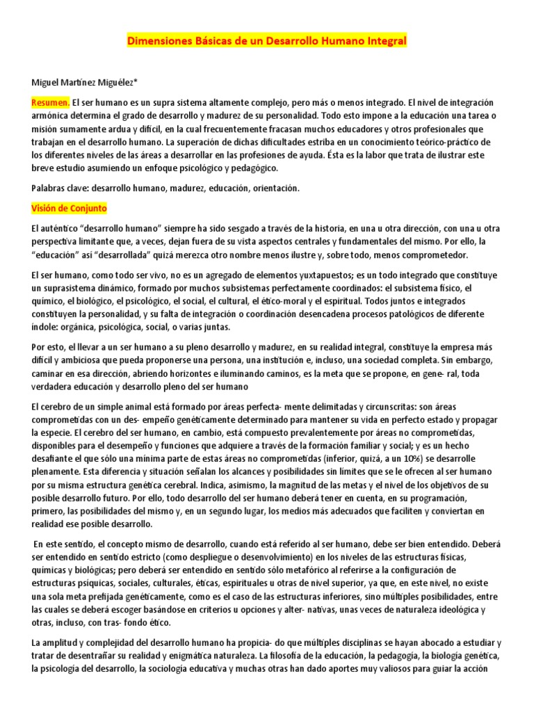 Dimensiones Básicas de Un Desarrollo ... | PDF | Sicología | Creatividad