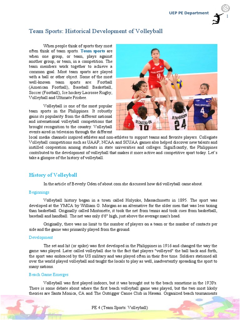 Team Sports: Historical Development of Volleyball | PDF | Volleyball ...