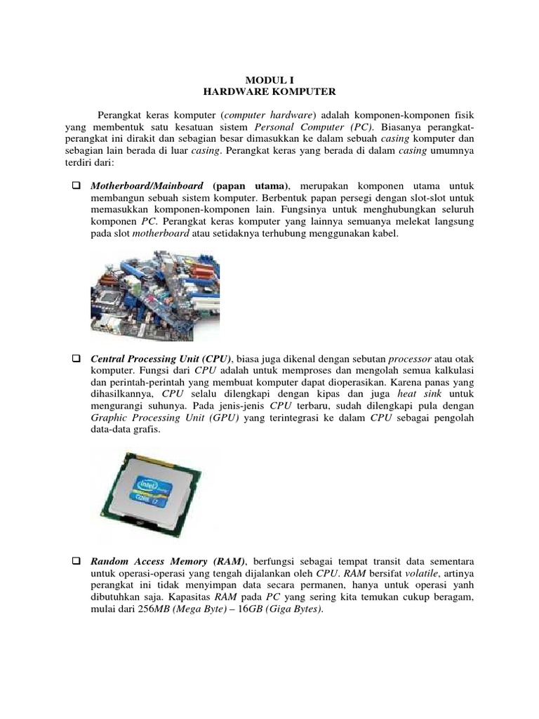 Modul Hardware Komputer | PDF