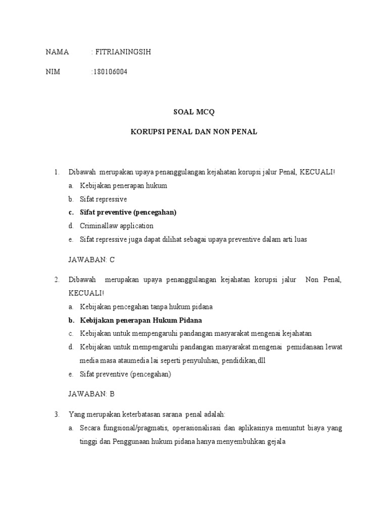 Upaya Penanggulangan Korupsi: Penal vs Non-Penal | PDF