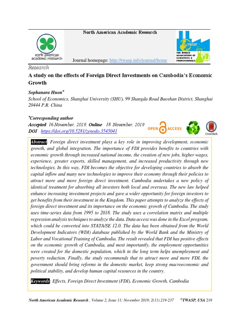 16-219-237 A Study On The Effects of FDI On Cambodia's Economic Growth ...
