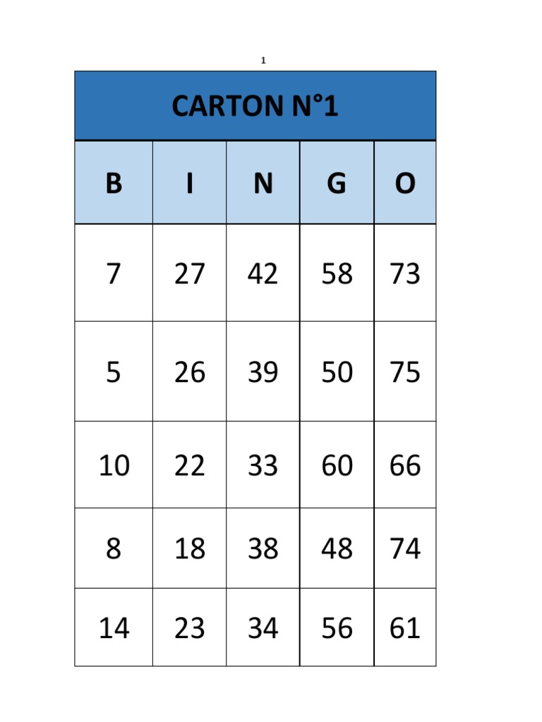 Cartones Bingo | PDF