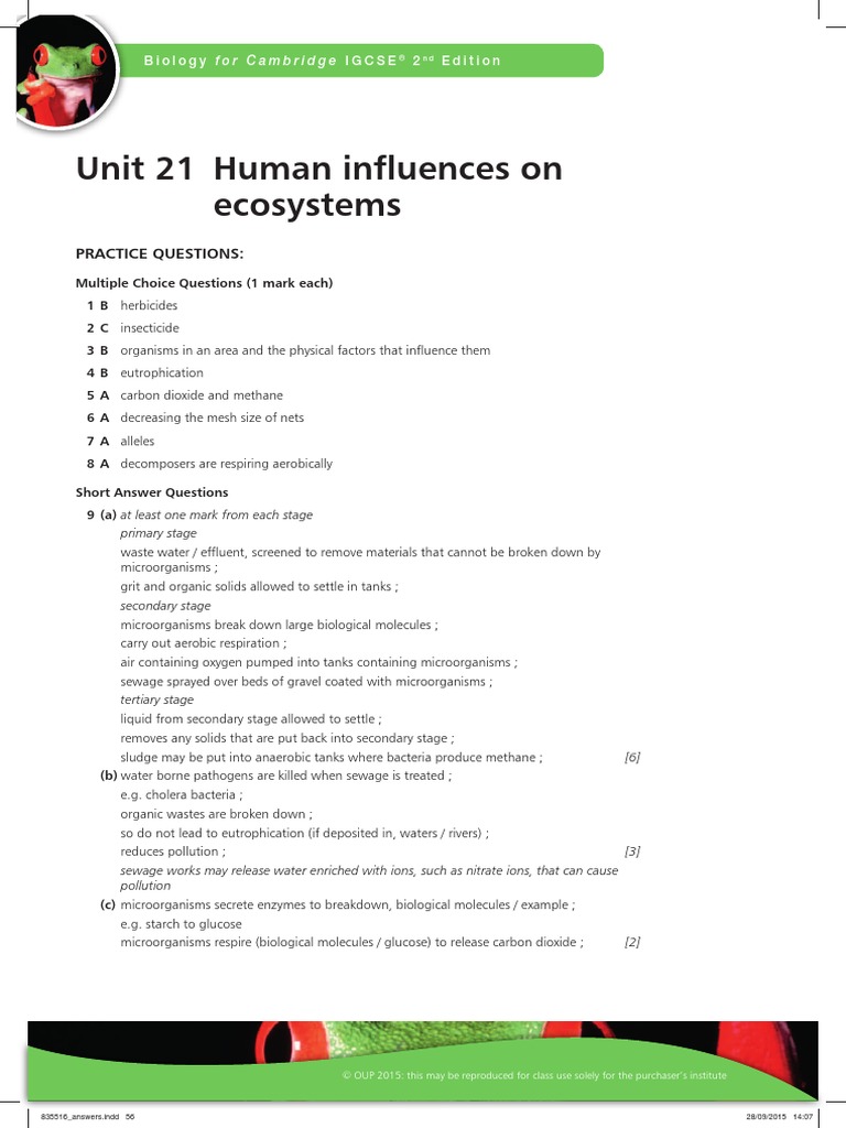 Unit 21 Human Infl Uences On Ecosystems: Practice Questions | PDF ...