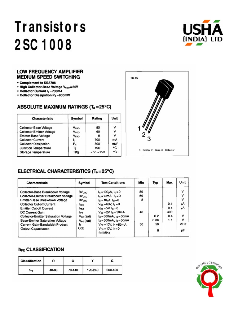 2SC1008 Transistor Datasheet | PDF