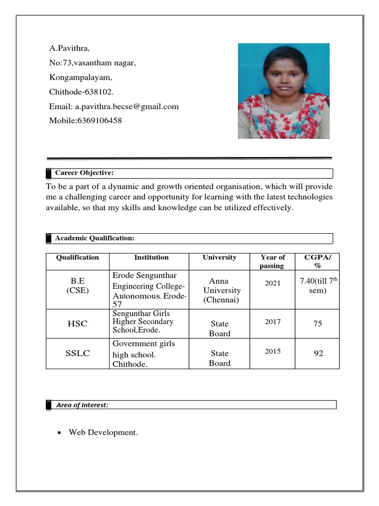 Resume Pavithra. A | PDF | Learning | Cognition