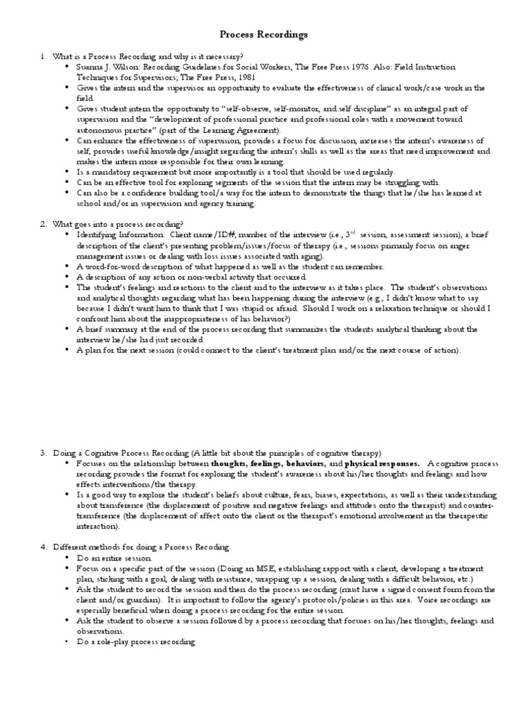 Process Recordings Ober | PDF | Psychotherapy | Cognitive Therapy