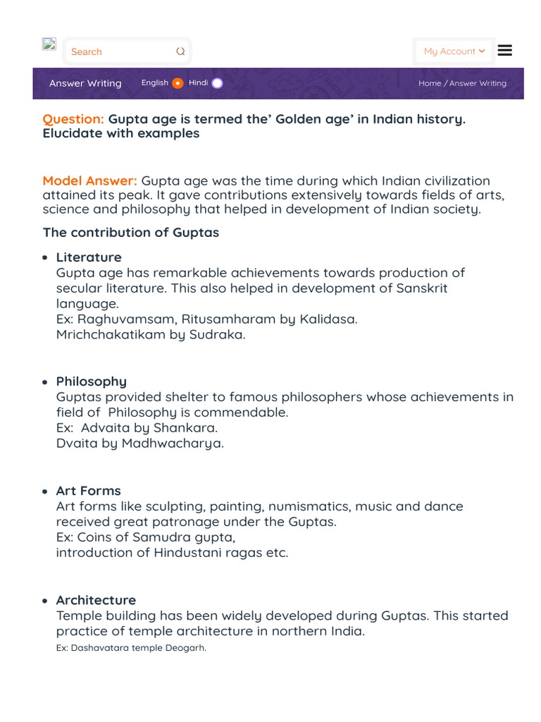 WWW Upsciq Com Gupta Age Is Termed The Golden Age in Indian History ...