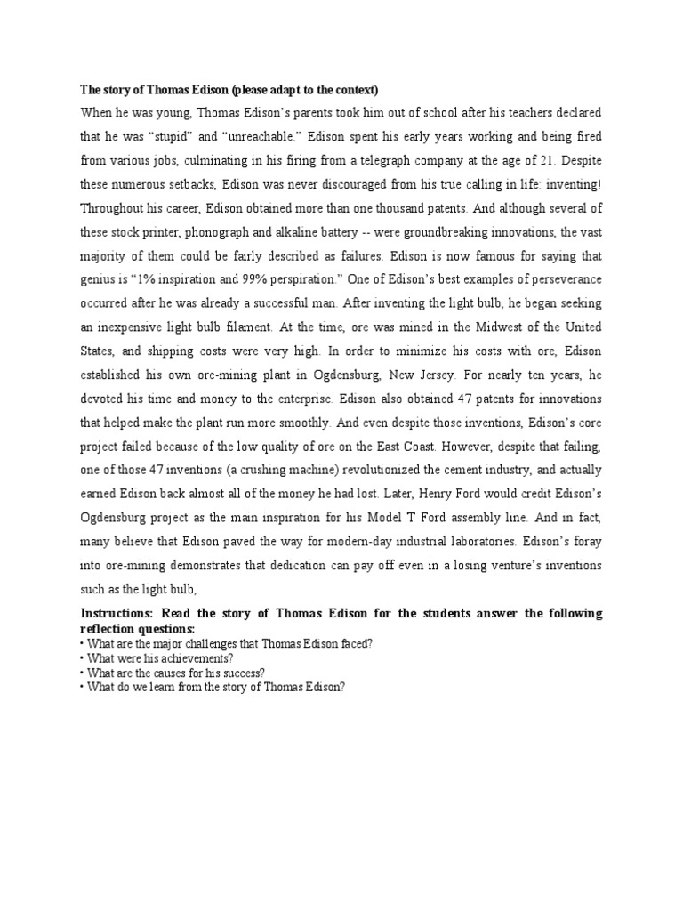 Thomas Edison's Challenges & Successes | PDF