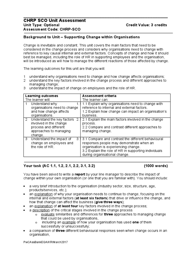 CHRP SCO Unit Assessment | PDF | Learning | Behavior