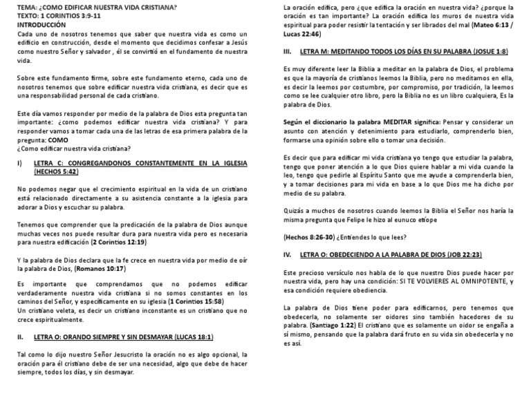 Como Edificar Nuestra Vida Cristiana | Descargar gratis PDF | Oración | Biblia