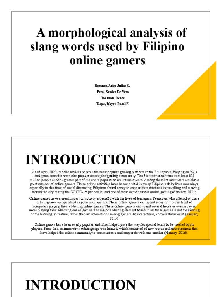 Filipino Gamer Slang Morphology | PDF | Word | Slang