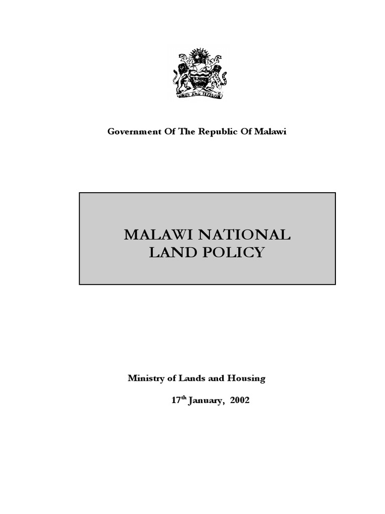 National Land Policy 2002 | PDF | Malawi | Economic Growth