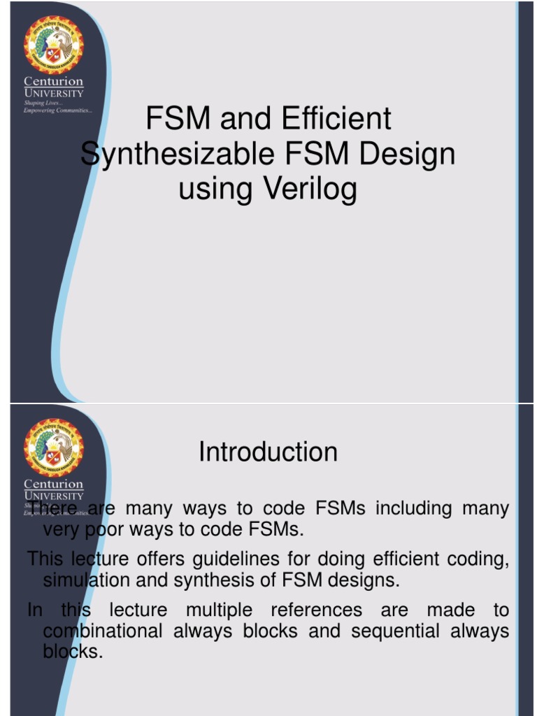 FSM and Efficient Synthesizable FSM Design Using Verilog | PDF | Logic Gate | Logic Synthesis