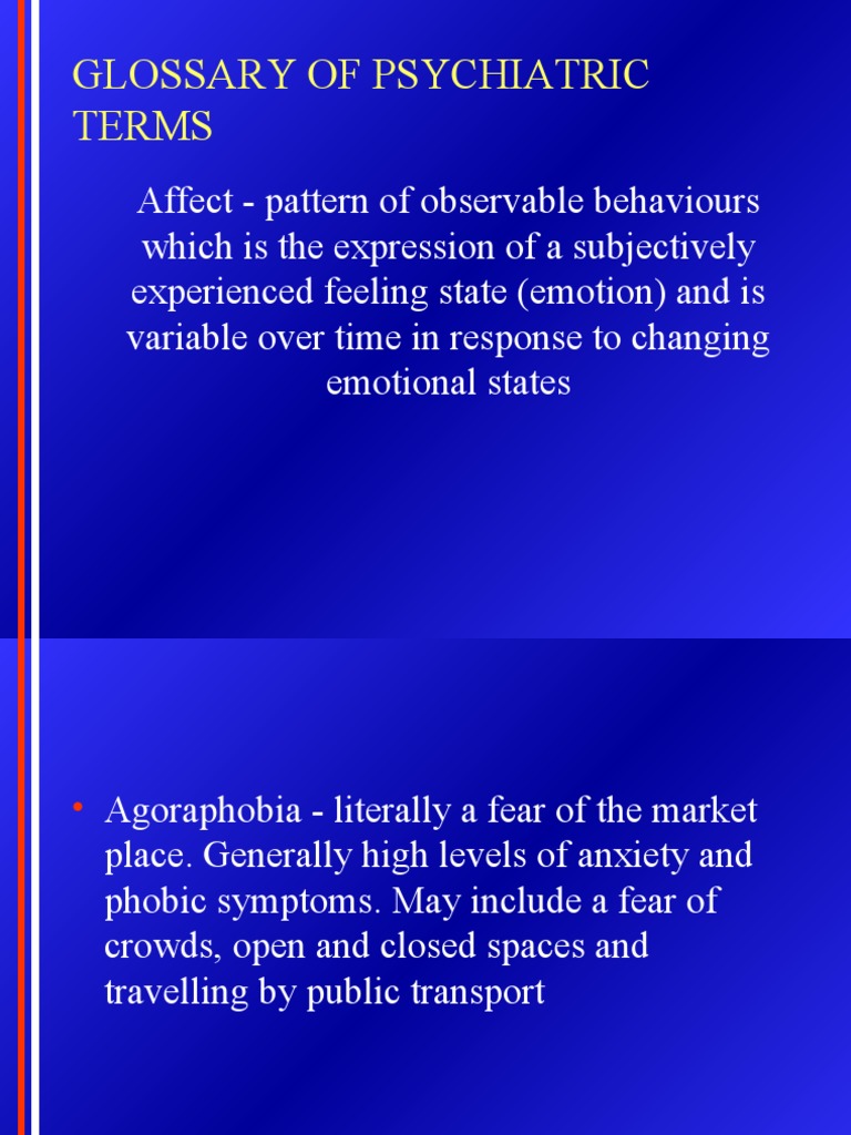 Glossary of Psychiatric Terms | PDF | Mental Disorder | Schizophrenia
