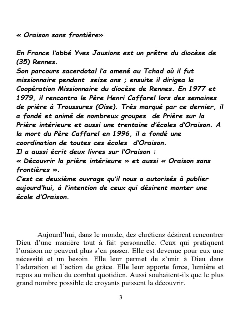 Oraison : Guide pour une pratique spirituelle | PDF | Prière | Saint-Esprit