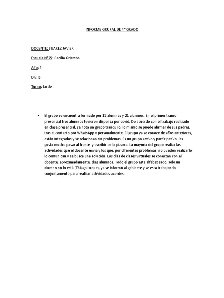 Informe Grupal de 4 | PDF