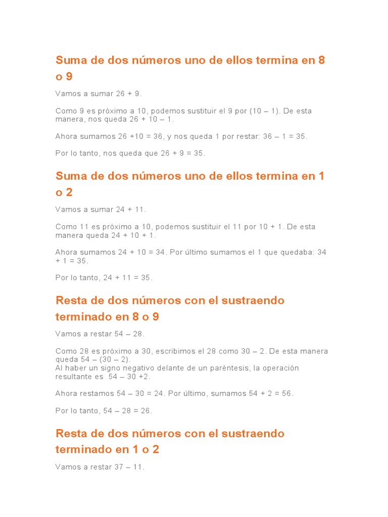 Estrategias para Sumar y Restar Números | PDF | Métodos y materiales de ...
