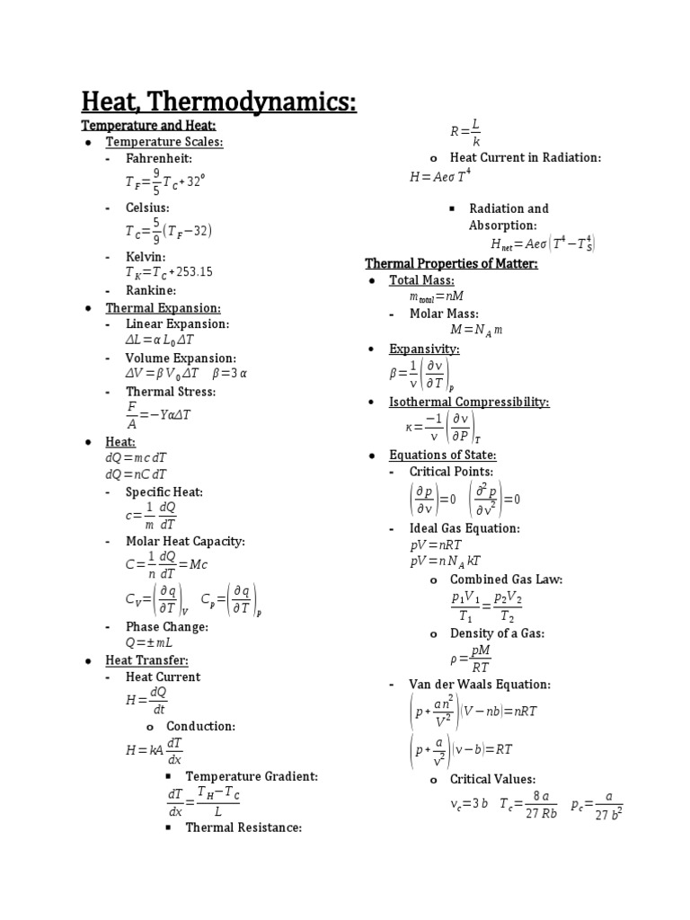 Heat, Thermodynamics:: o Heat Current in Radiation | PDF | Gibbs Free ...
