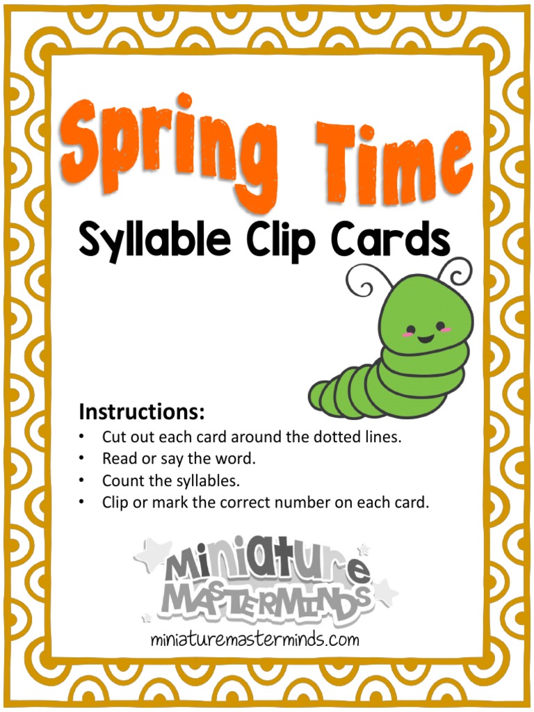 Spring Syllable Counting Clip Cards | PDF