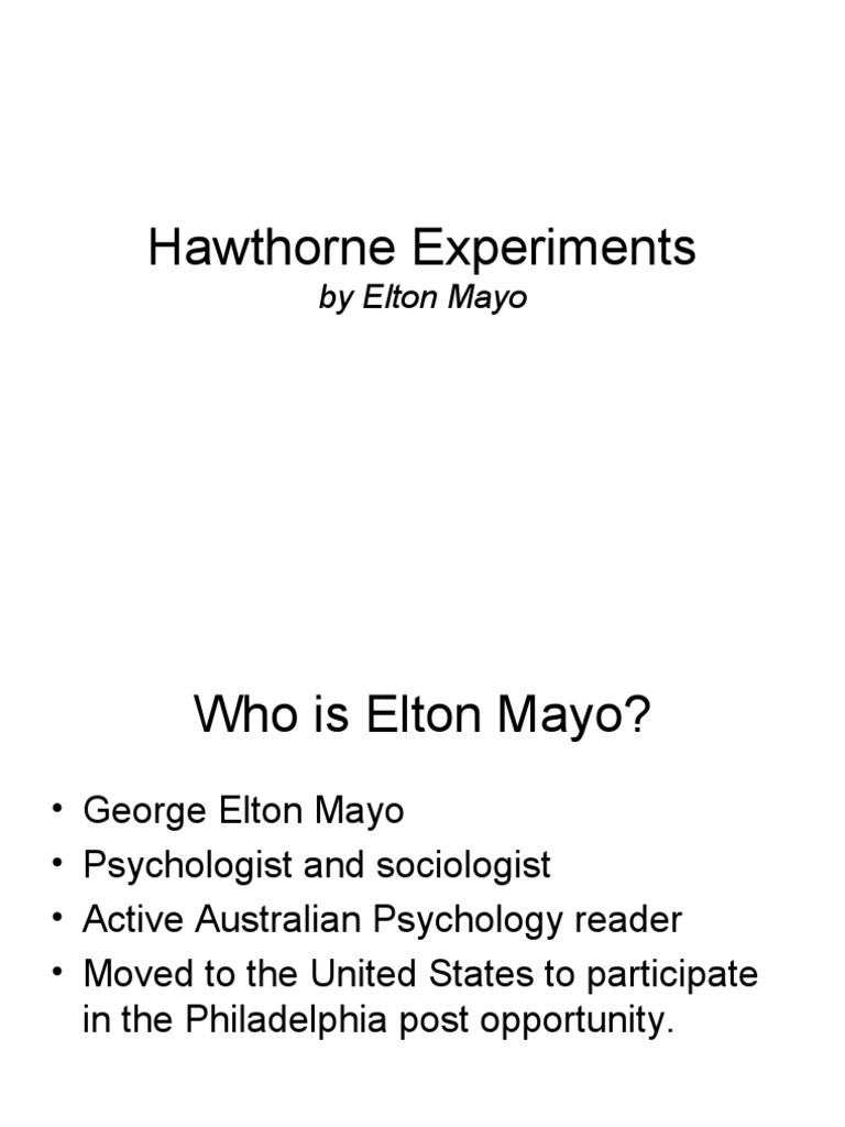 Overview of Hawthorne Experiments | PDF | Incentive | Lighting