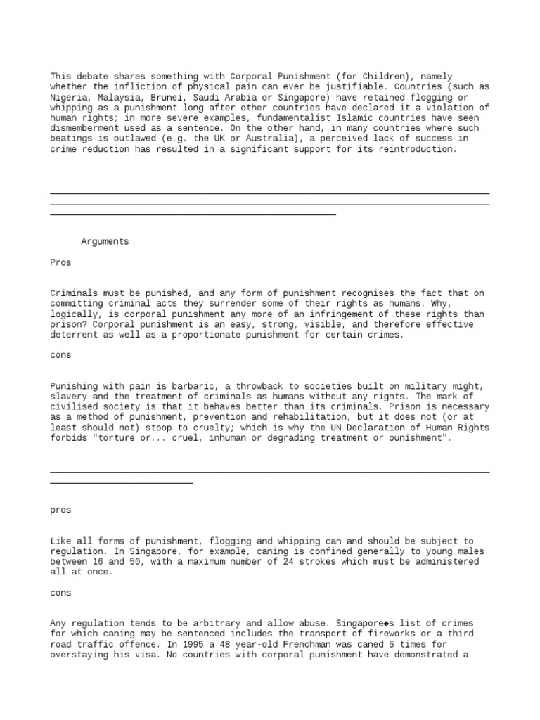 Corporal Punishment Debate for Adults | PDF | Punishments | Flagellation