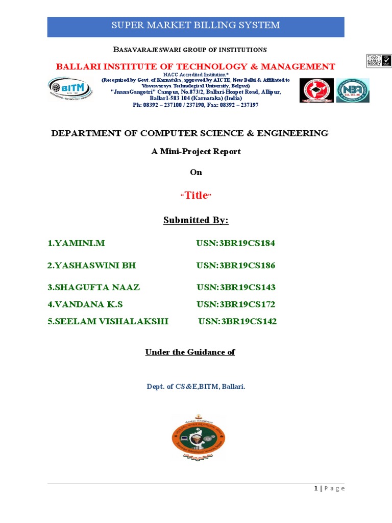 Super Market Billing System: Title | PDF | Sales | C++