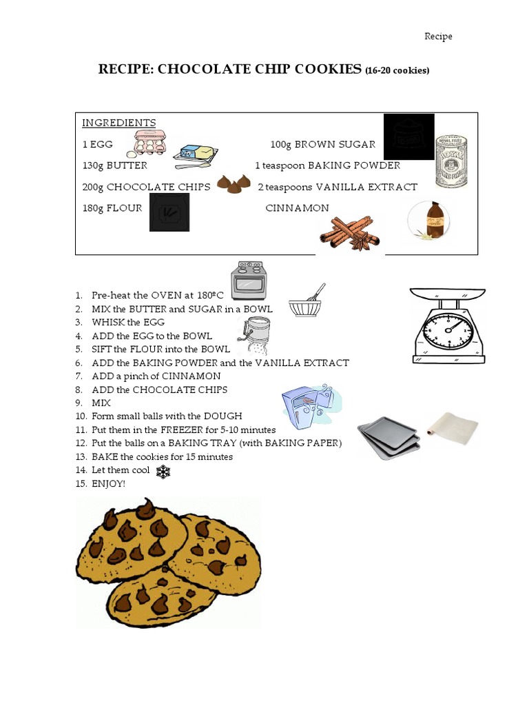 Cookie Recipe Fun Activities Games - 119128 | PDF