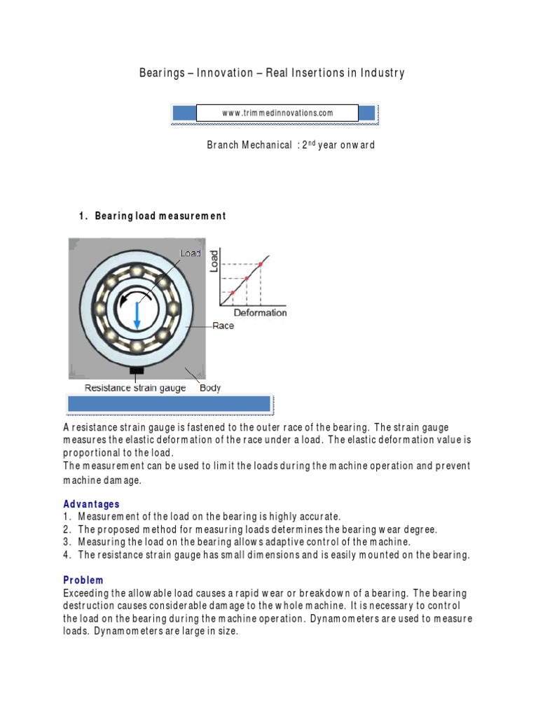 Bearings - Innovation - Real Insertions in Industry: 1. Bearing Load ...