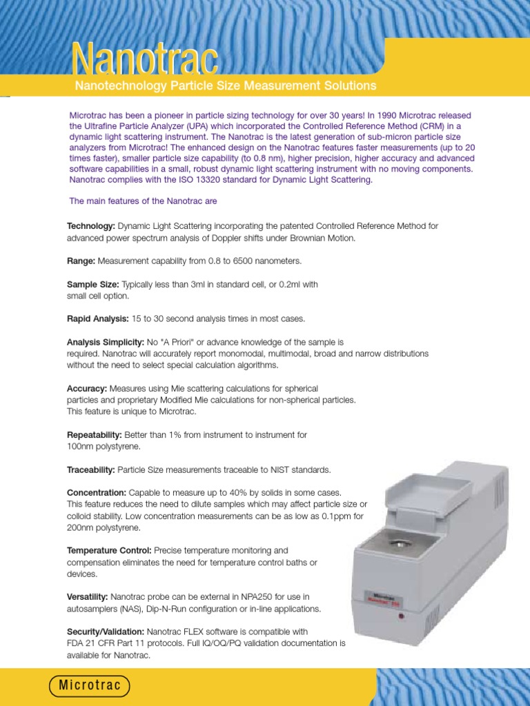 Microtrac Nanotrac | PDF | Viscosity | Particle Size