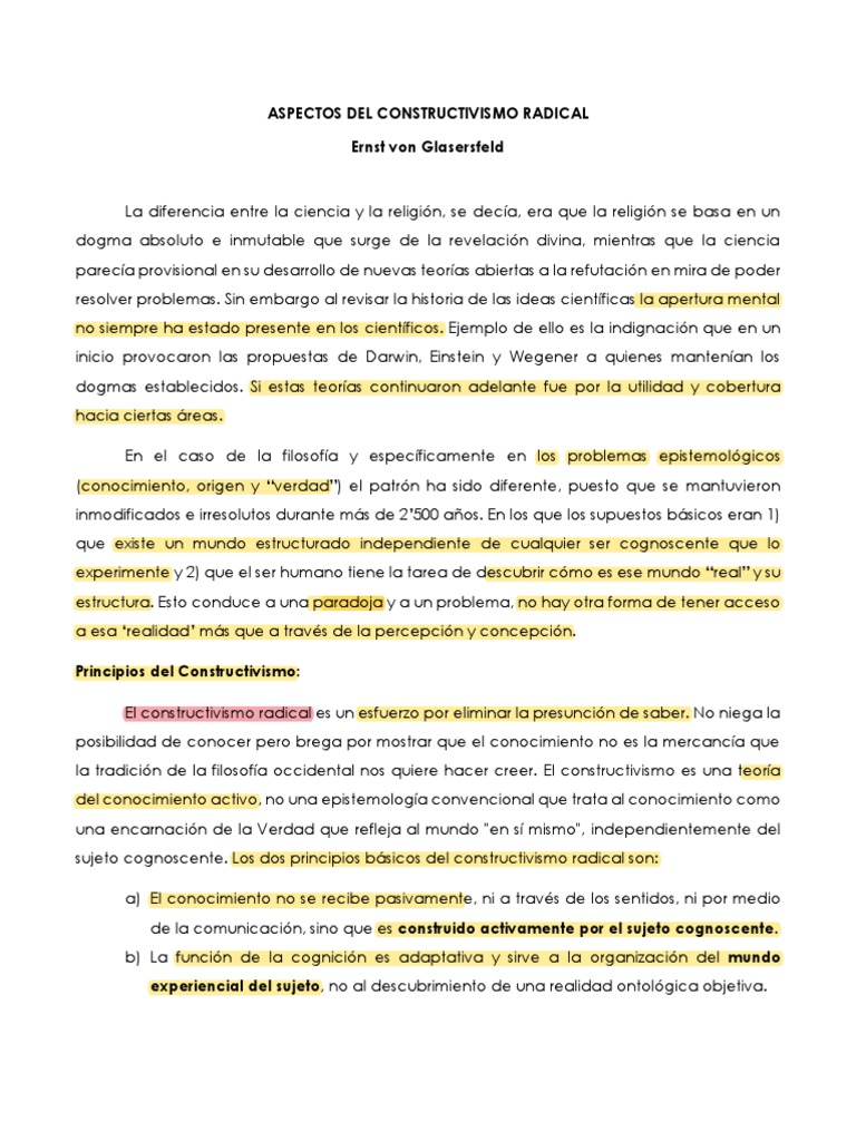 Análisis de los principios fundamentales del constructivismo radical ...