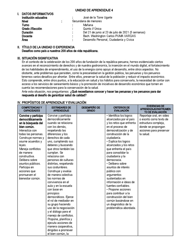 Unidad de Aprendizaje 4 DPCC 5° | PDF | Democracia | Ideologías políticas