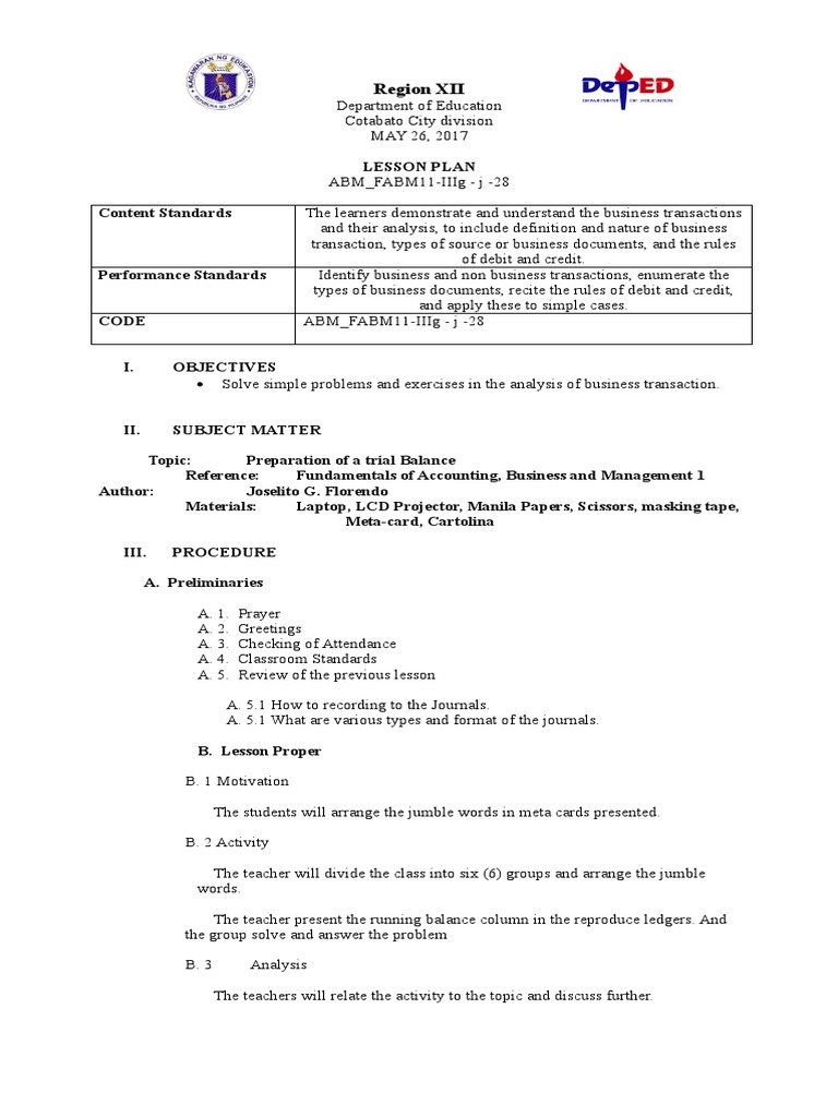 ABM - FABM11-IIIg - J - 28 | PDF | Debits And Credits