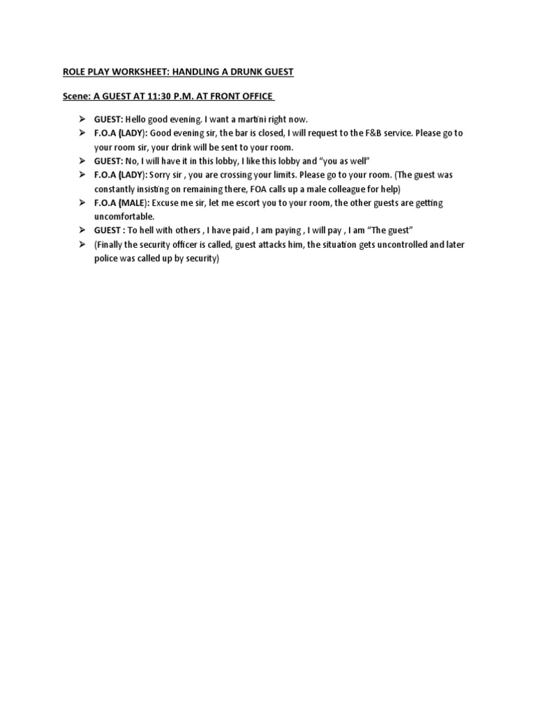 Role Play Worksheet | PDF