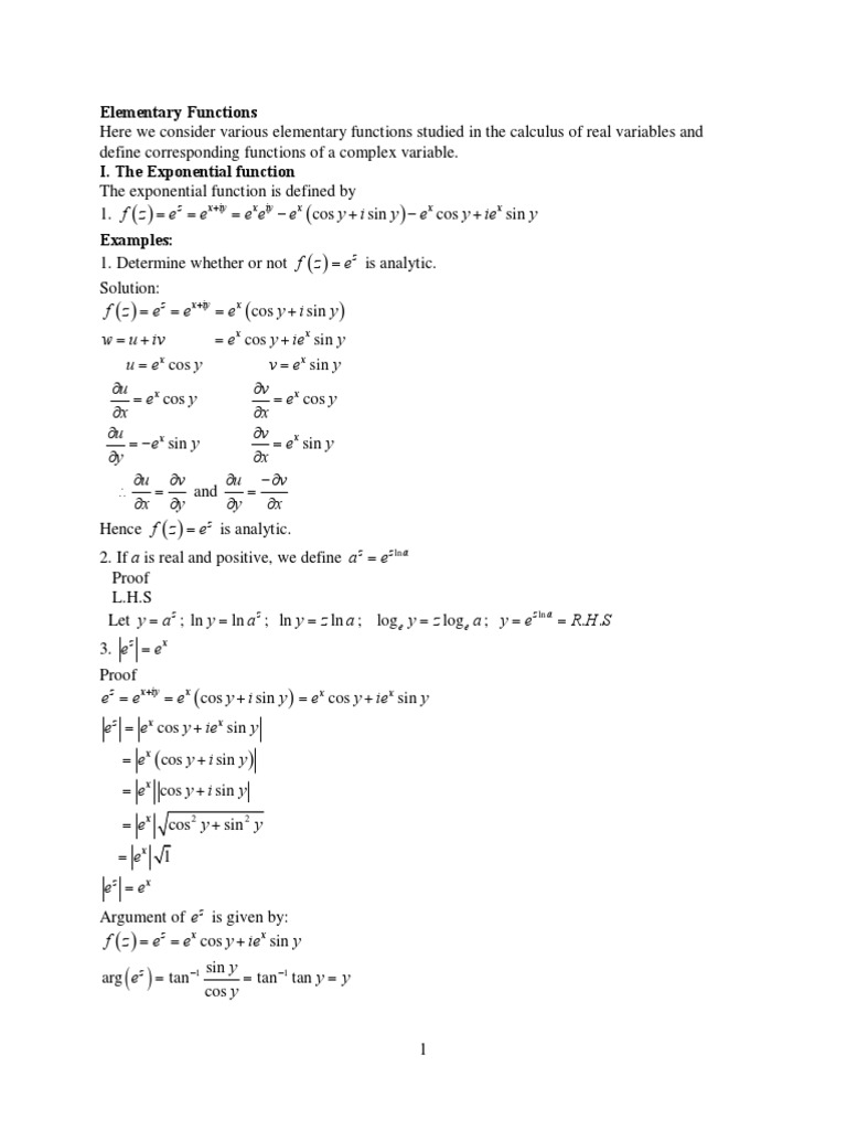 Pdfsma 305 Lecture 4 Elementary Functions Pdf Trigonometric Functions Sine 