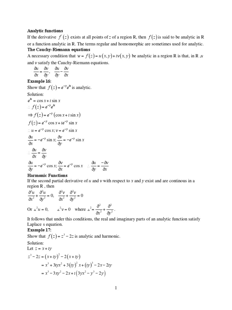 pdfSMA 305 LECTURE 3 (ANALYTIC AND HARMONIC FUNCTIONS) | PDF | Trigonometric Functions | Mathematics