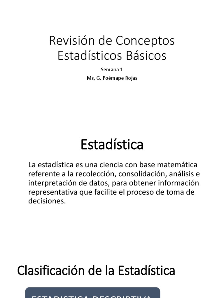 Revisión de Conceptos Estadísticos Básicos-Semana 1a | PDF | Media | Desviación Estándar