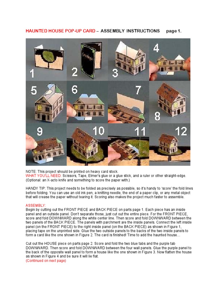 Haunted House Pop Up Card INST | PDF