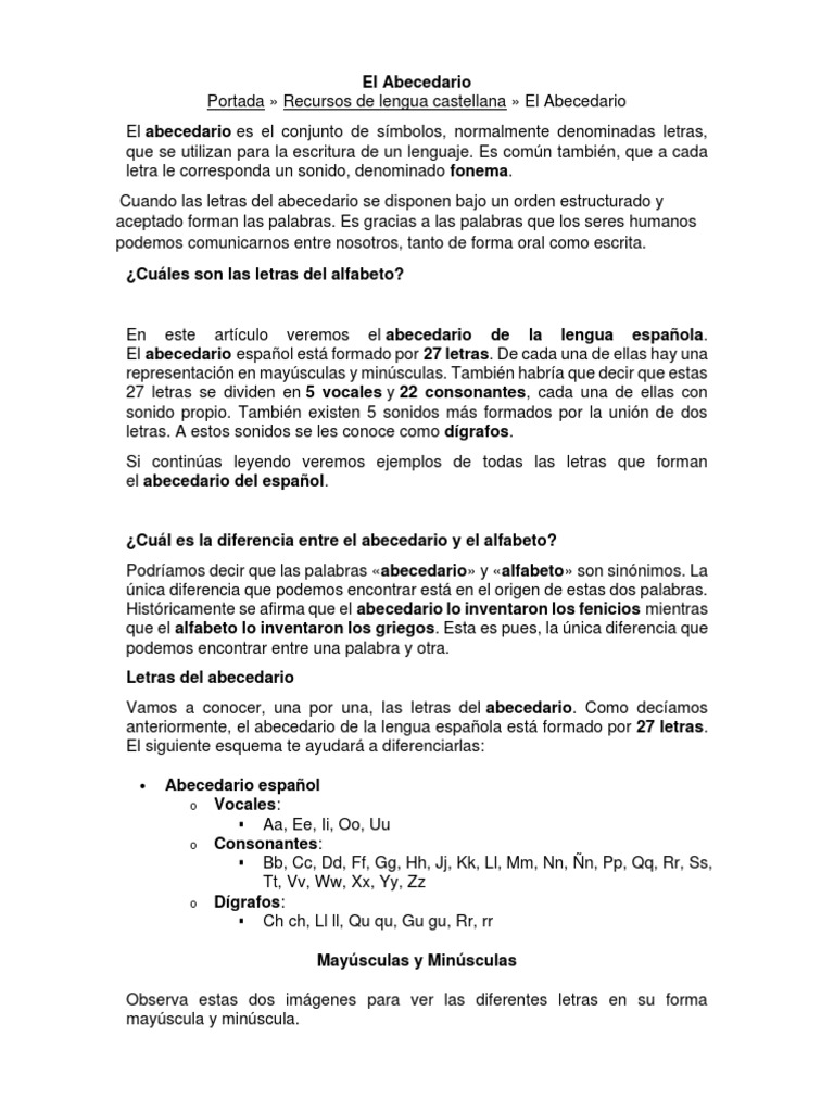 Tema Del Ejercicio Del Abecedario Segundo Grado | PDF | Alfabeto ...