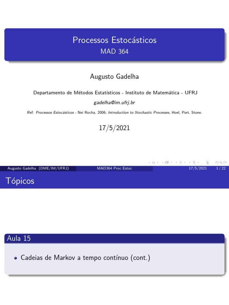 Cadeias de Markov e Processos Estocásticos | PDF | Markov Chain | Eigenvalues And Eigenvectors