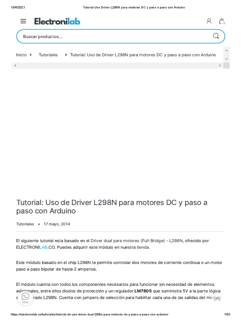 Tutorial Uso Driver L298N para Motores DC y Paso A Paso Con Arduino ...