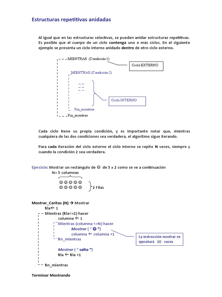 Estructuras Repetitivas Anidadas | PDF