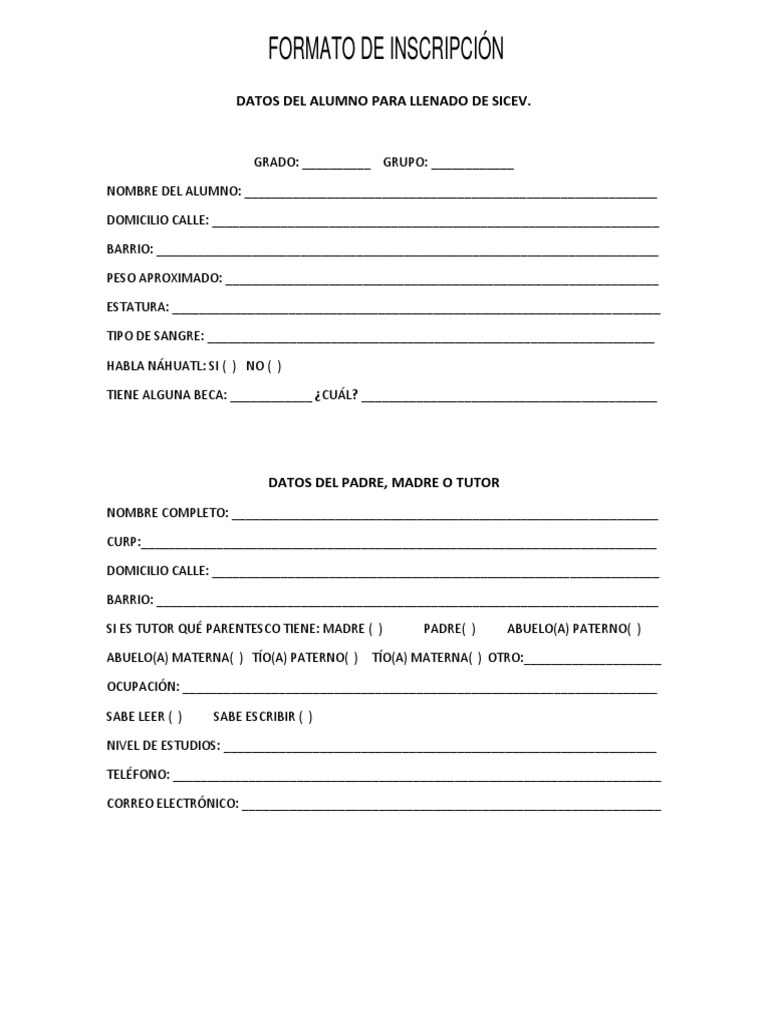 Formato de Inscripcion | PDF