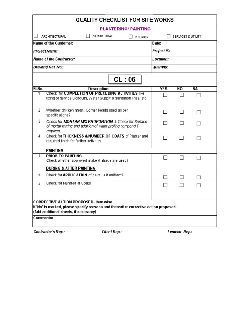 Plastering Checklist | PDF
