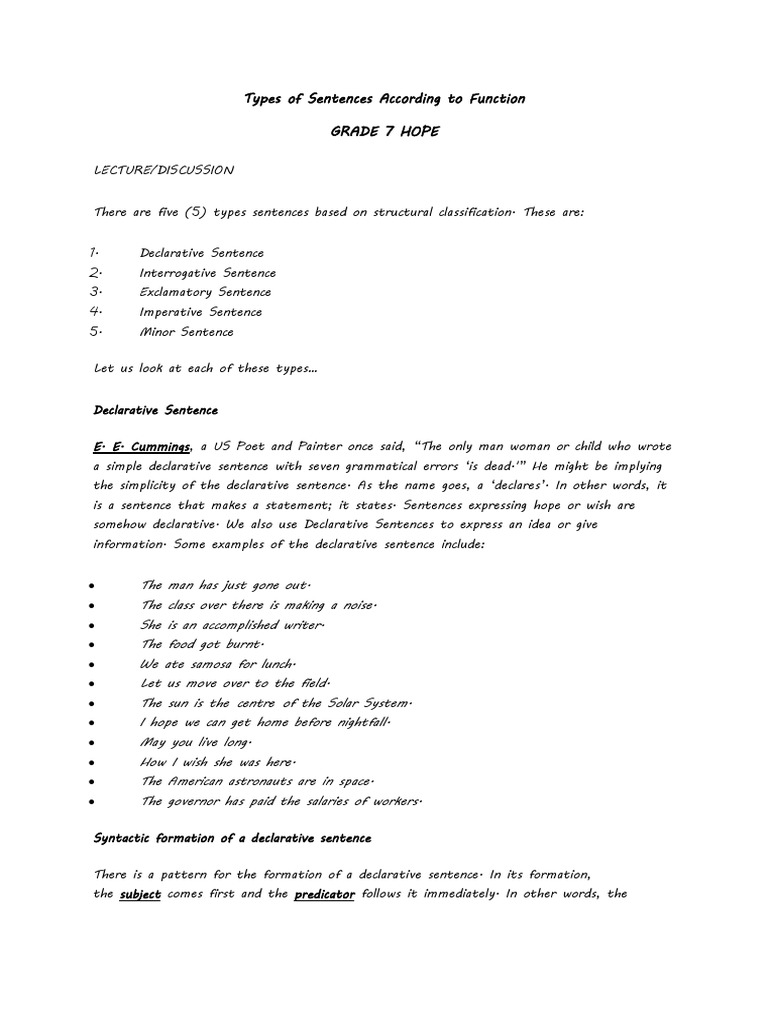 Types of Sentences Accdng To Function | PDF | Question | Sentence ...