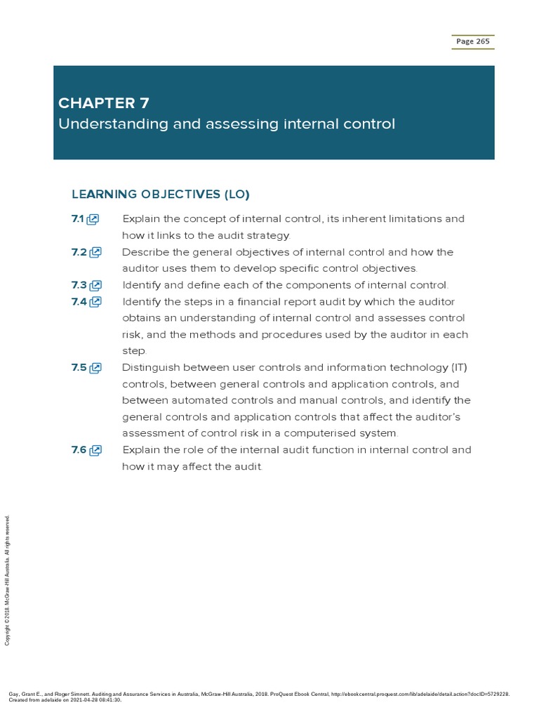 Chap 7 Understanding and Assessing Internal Control) | PDF | Internal ...