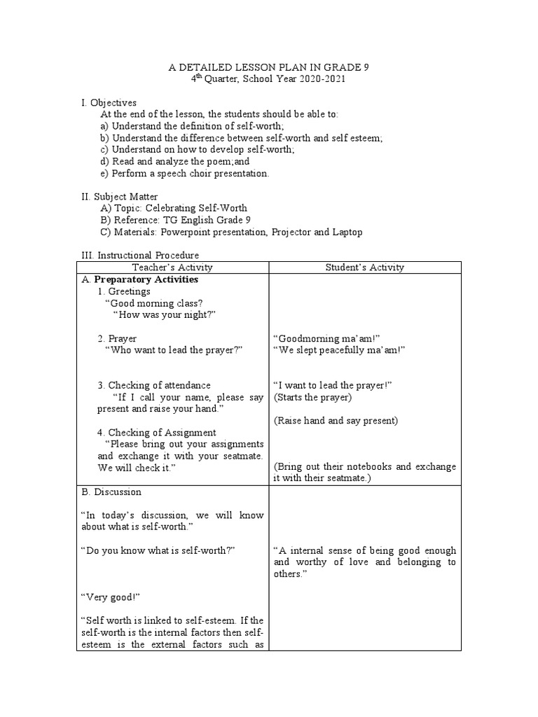 Celebrating Self Worth Detailed LP | PDF | Self Esteem | Cognition