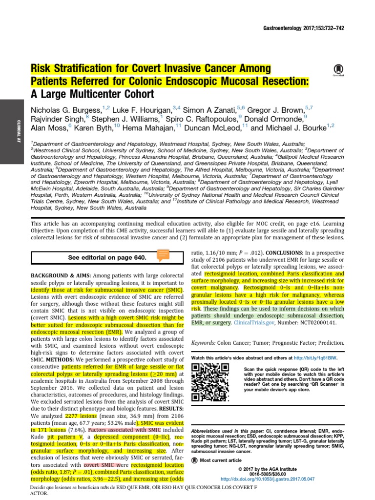 COVERT Risk Factor For Submucosal Invasion in LST Bourke 2019 | PDF ...