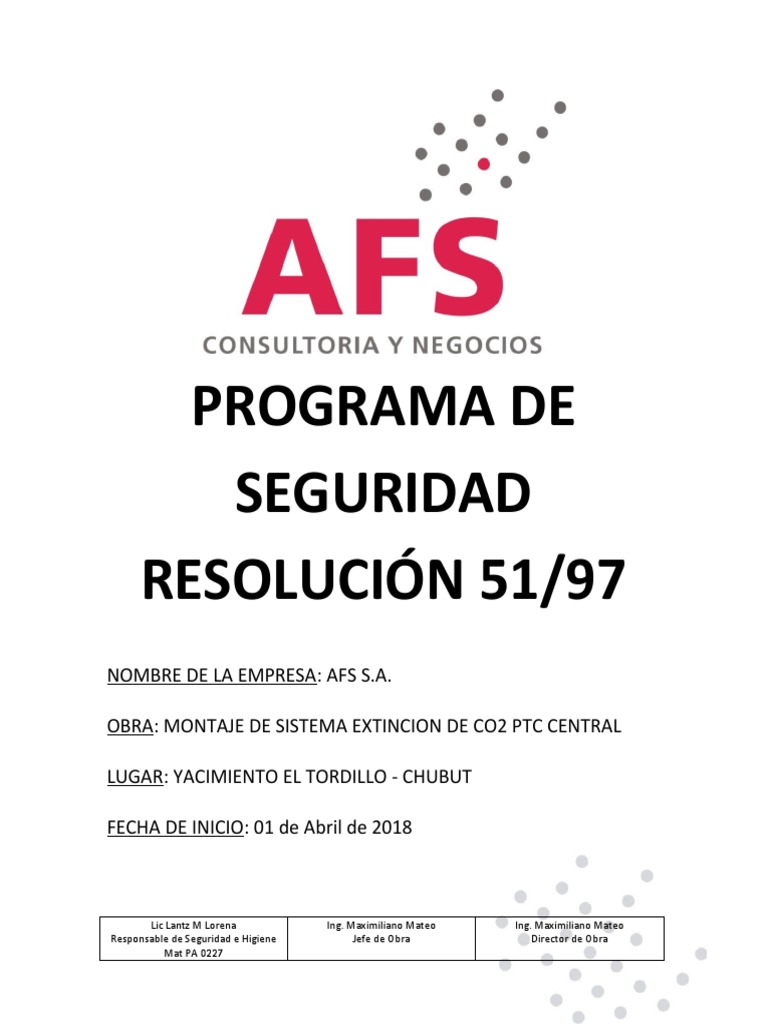 Programa de Seguridad RES 51 - 97 | PDF | Seguridad y salud ocupacional